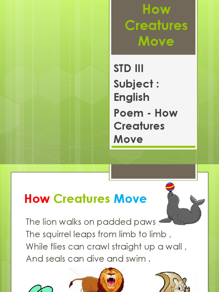 STD Iii Subject: English Poem - How Creatures Move | PDF | Young Adult ...