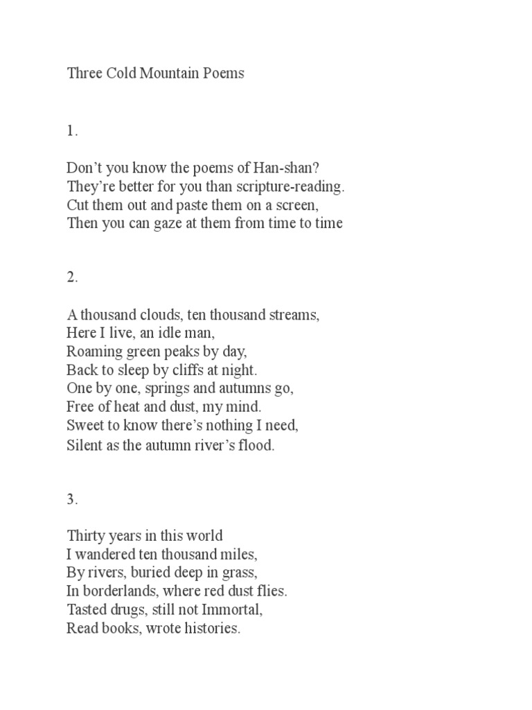 Zen Reflections from Cold Mountain | PDF | Poetry