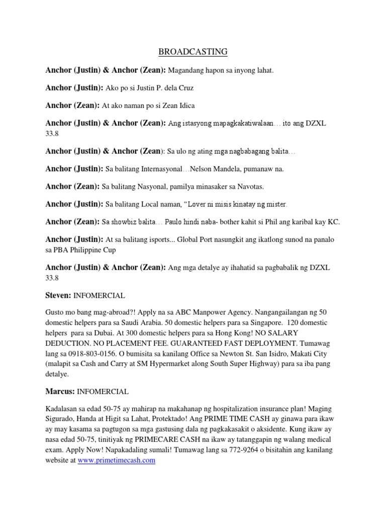 Broadcasting Filipino | PDF