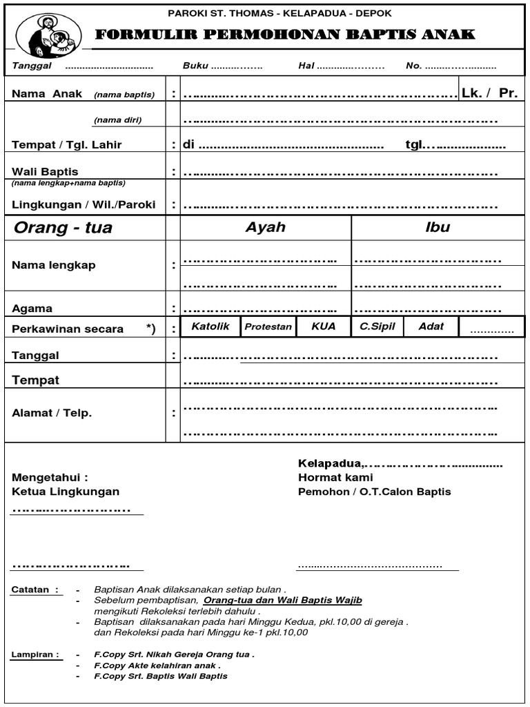 Formulir Baptis Draft | PDF