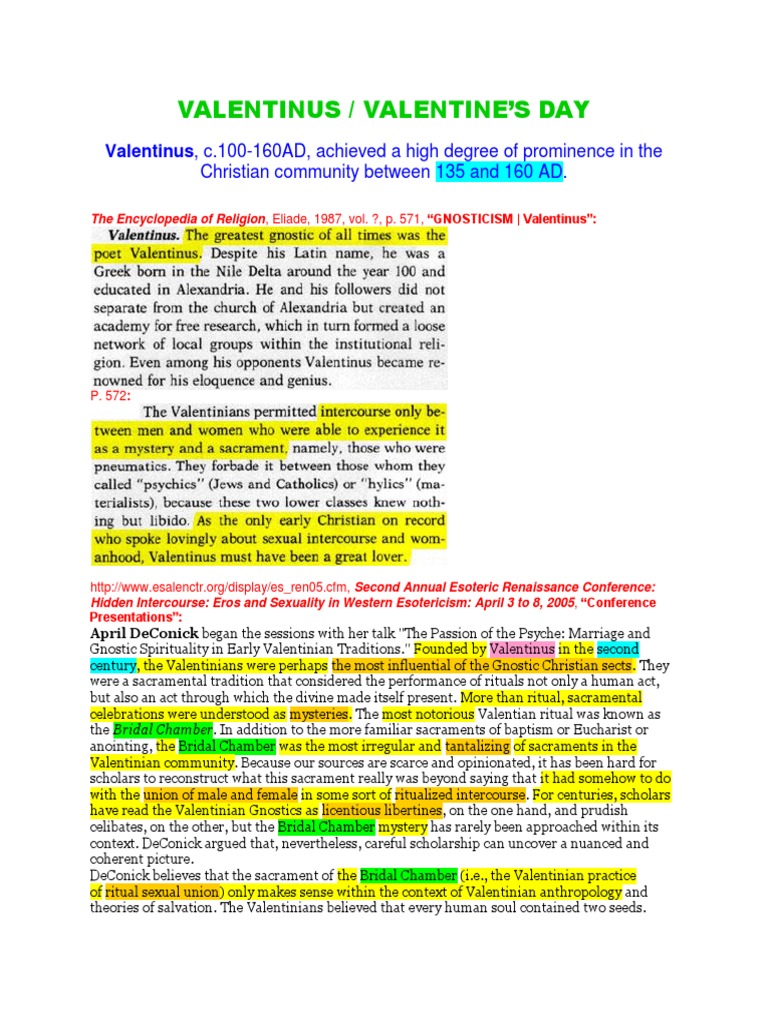 Valentinus / Valentine's Day | PDF | Gnosticism | Valentine's Day