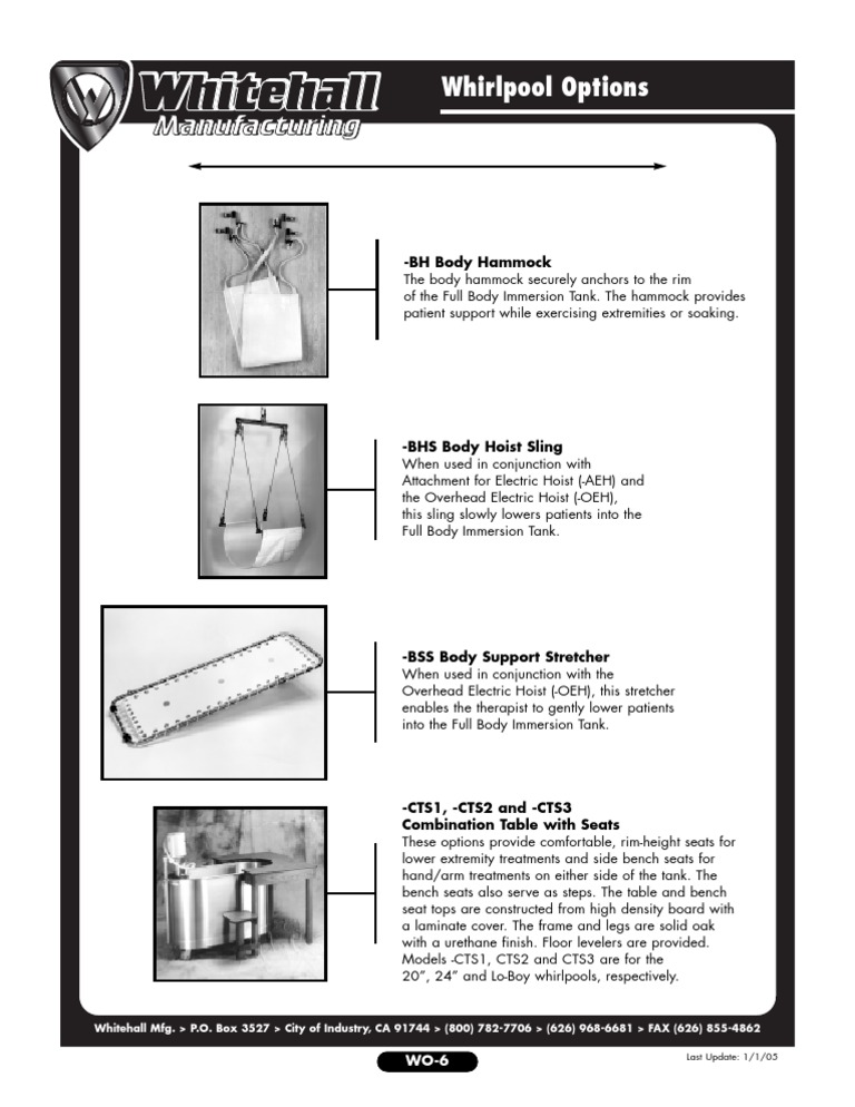 Whirlpool Therapy Equipment Options | PDF