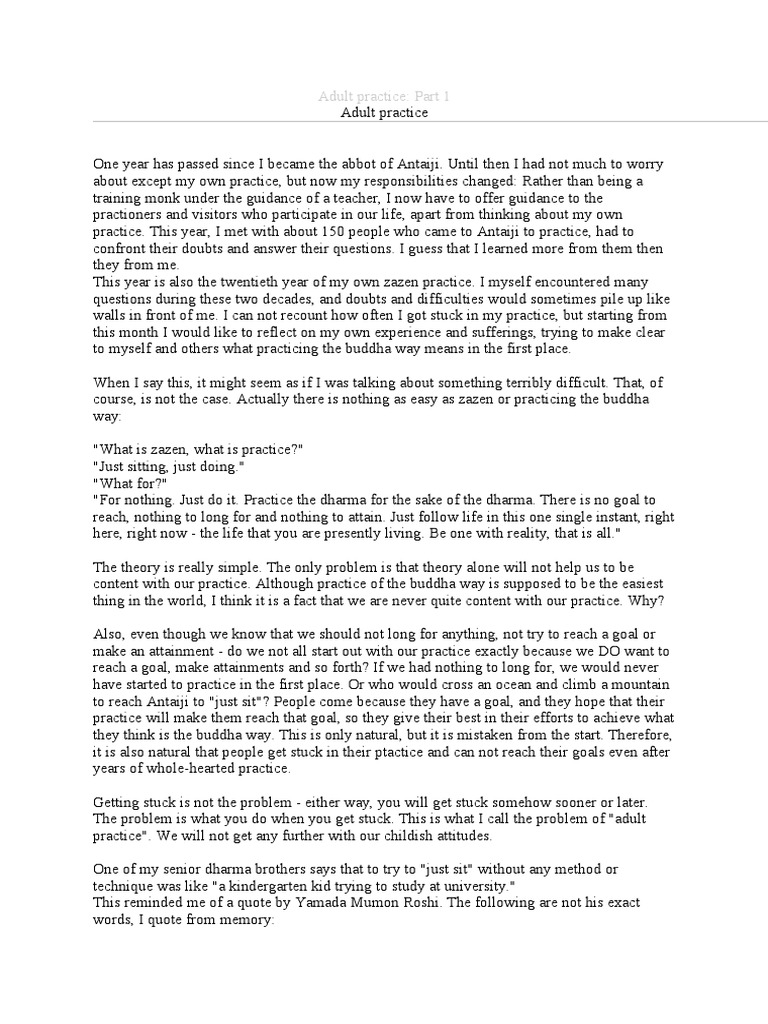 Adult Practice: Zazen Guide by Muho 10 Chapters | PDF | Bodhisattva ...