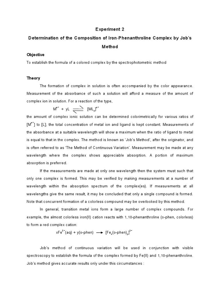 Experiment 2 | PDF | Coordination Complex | Absorbance