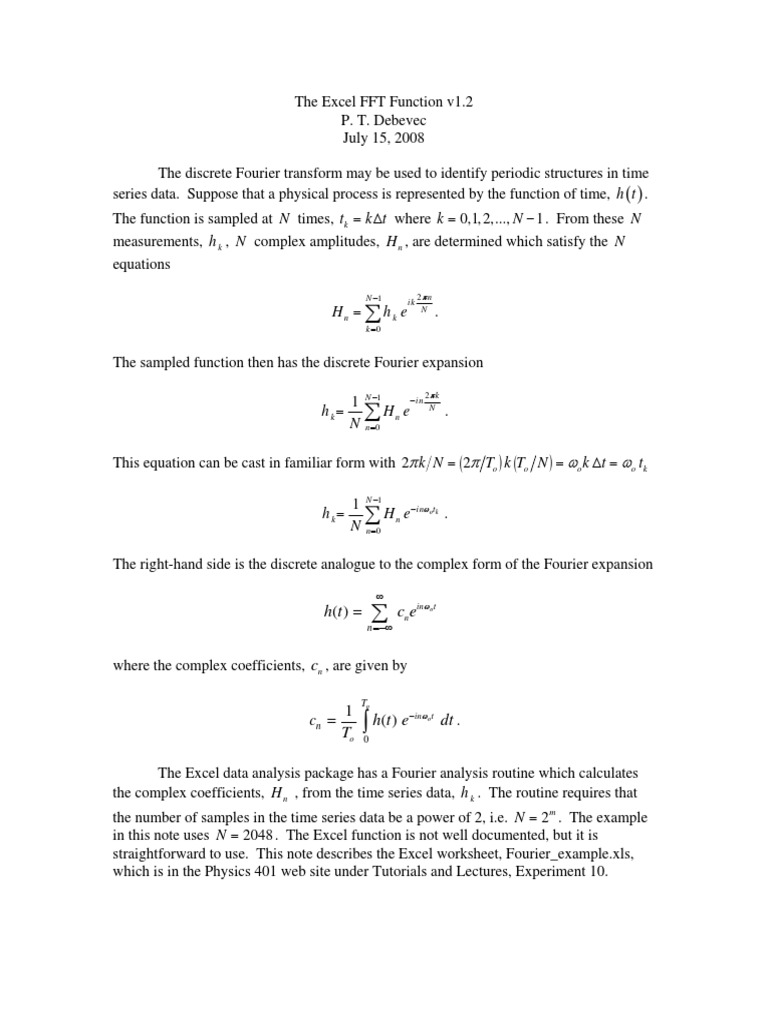 Excel FFT | PDF | Fourier Transform | Amplitude