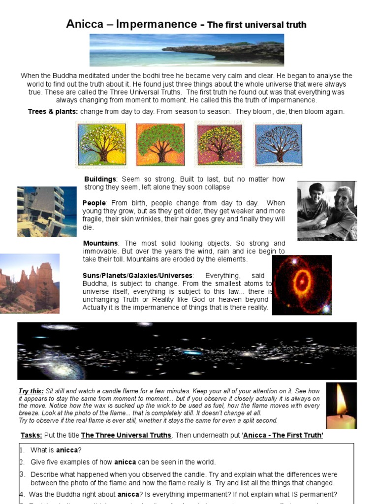 Anicca - Impermanence - The First Universal Truth | PDF | Dukkha | Soul