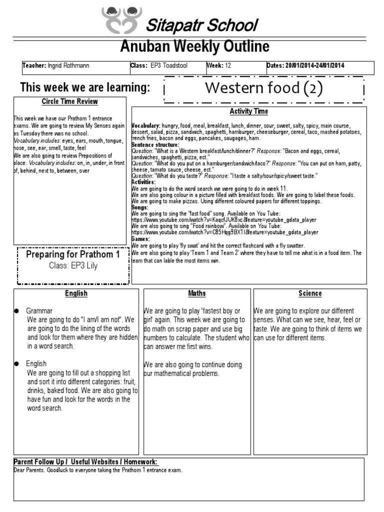 EP3 Toadstool Week12 Term2 | PDF | Lunch | Hamburgers