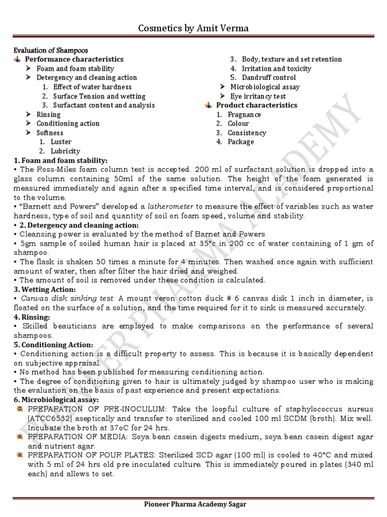 Evaluation of Shampoos | PDF | Shampoo | Agar