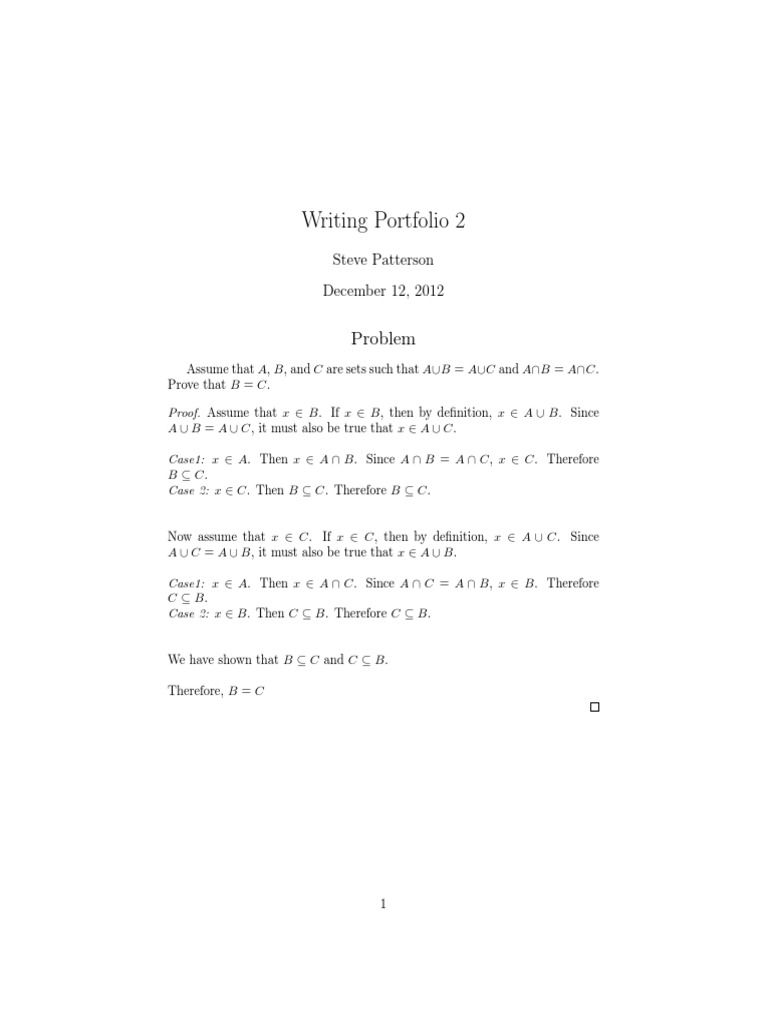 Set Theory Proof | PDF