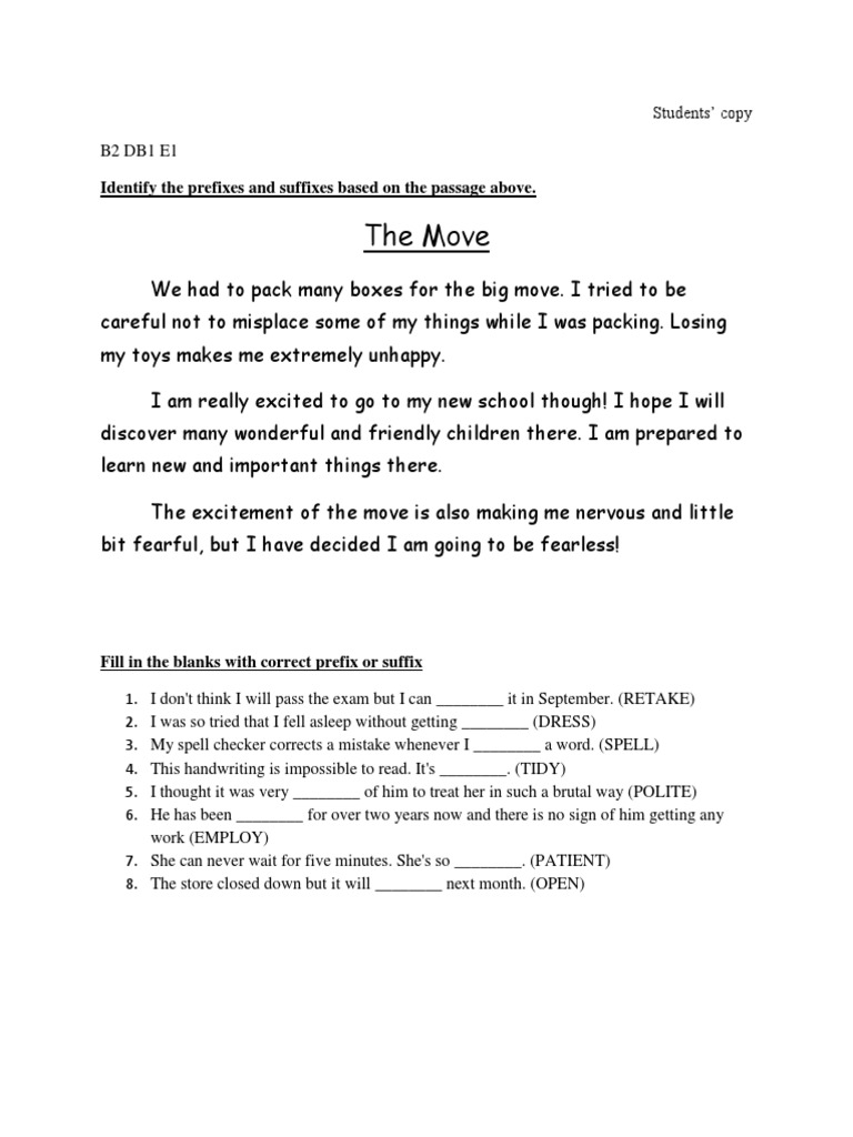 Prefix & Suffix Practice for Students | PDF