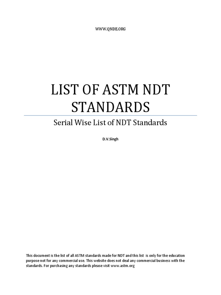 Astm List | PDF | Nondestructive Testing | Radiography