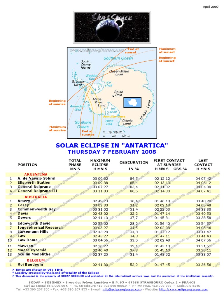Schedule Antartica | PDF | Solar System | Bodies Of The Solar System