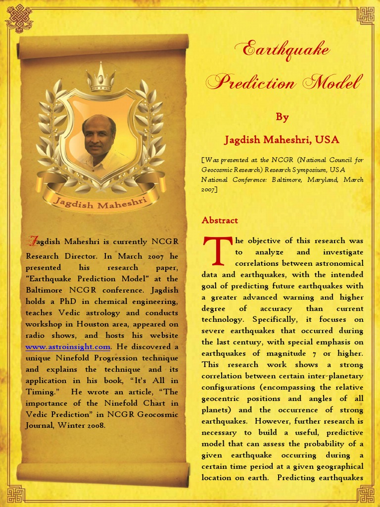 Earthquake Prediction Model | PDF | Prediction | Earthquakes
