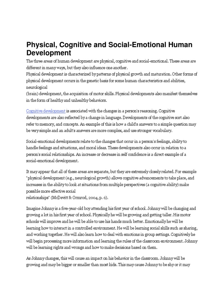 Physical, Cognitive and Social-Emotional Human Development | PDF ...