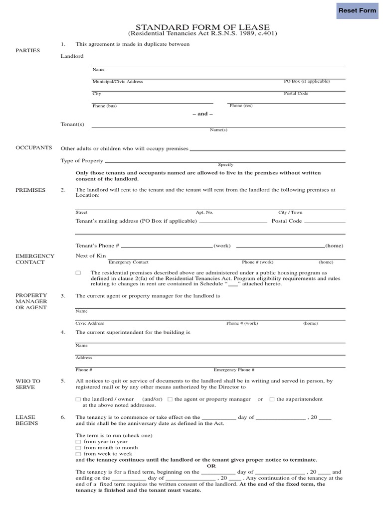 Standard Form Lease | PDF | Lease | Leasehold Estate