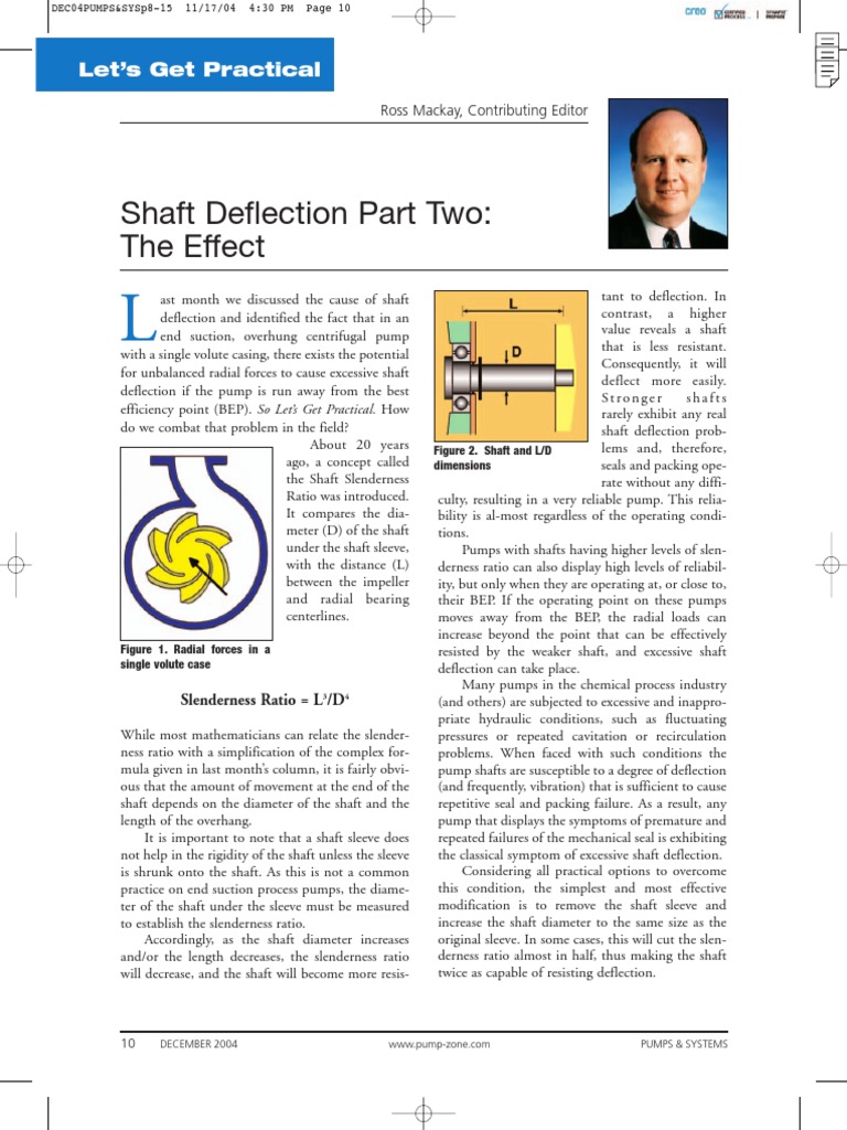Shaft Deflection in Centrifugal Pumps | Download Free PDF | Pump | Reliability Engineering