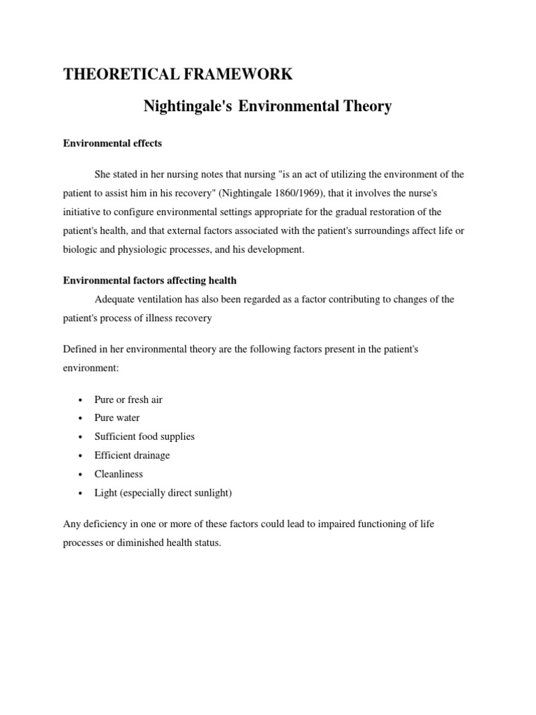 Theoretical framework | Florence Nightingale | Nursing