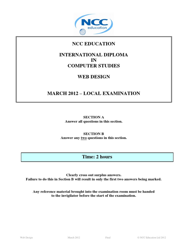 NCC Education International Diploma IN Computer Studies Web Design ...
