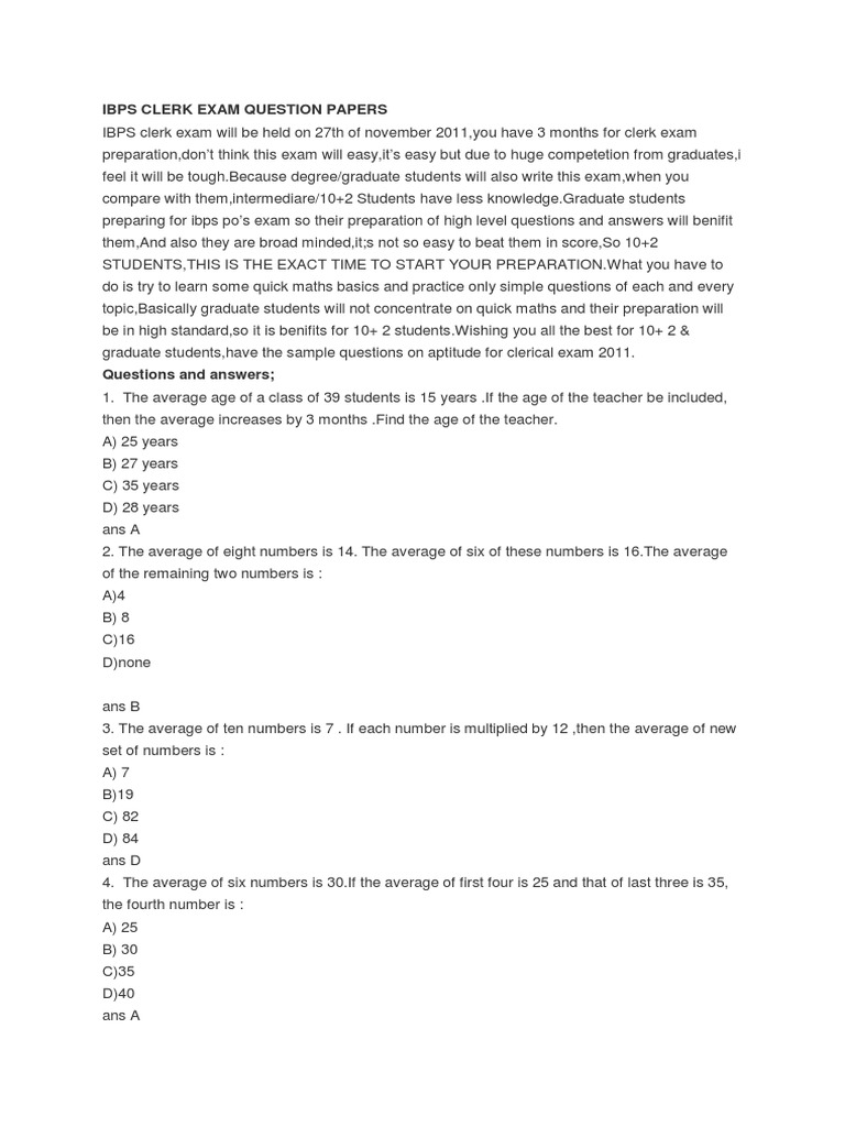 IBPS Clerk Sample Paper 2 | PDF