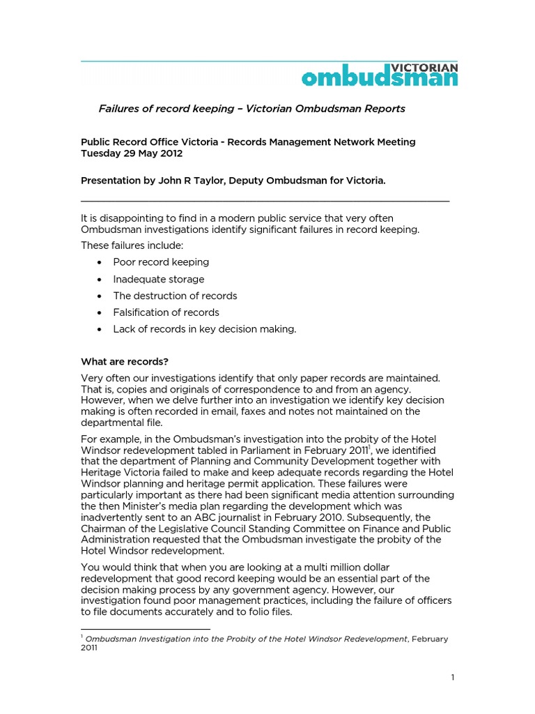 Failures of Record Keeping | PDF | Medical Record | Records Management