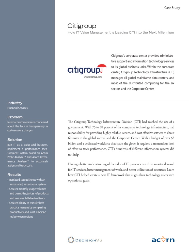Citigroup Case Study | PDF | Citigroup | Strategic Management