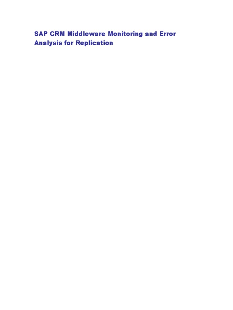 SAP CRM Middleware Monitoring and Error Analysis For Replication | PDF ...