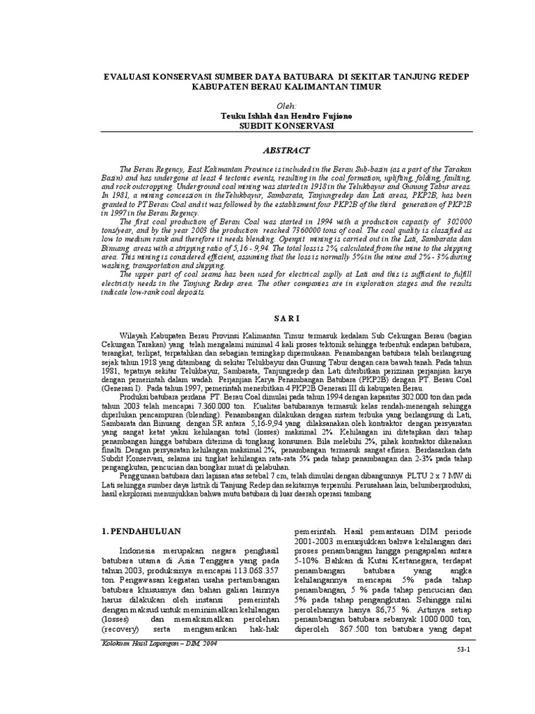 Rumus Blending Batubara Berau | PDF