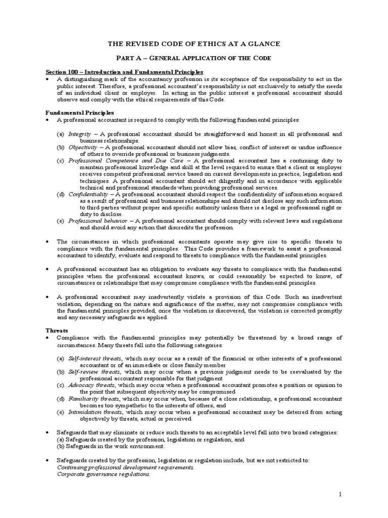 The Revised Code of Ethics at A Glance | PDF | Confidentiality | Accounting