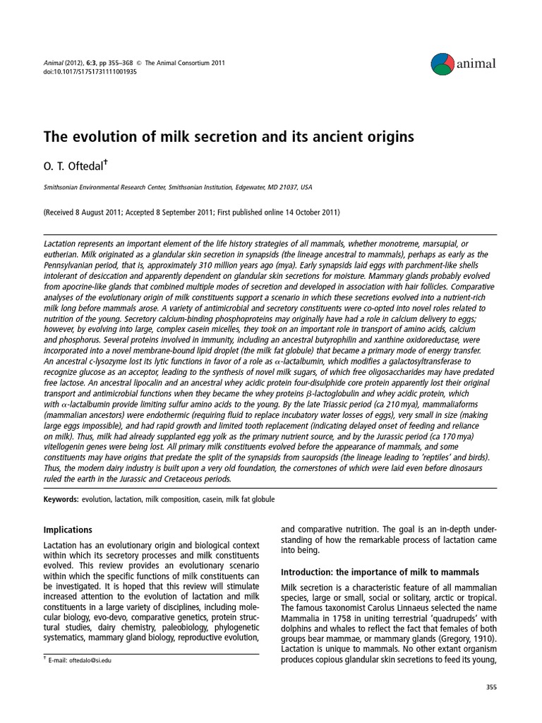 Evolutionary Histroy of Milk | PDF | Lactation | Mammals