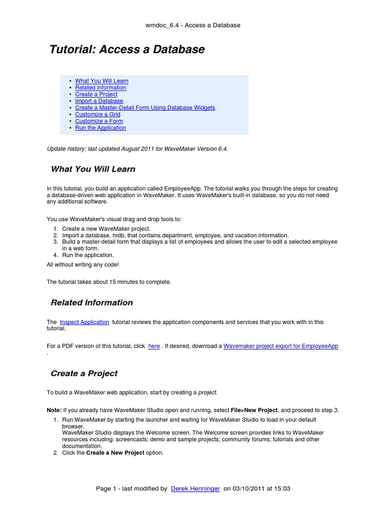 Wave Maker Intro Tutorial | PDF | Widget (Gui) | Databases