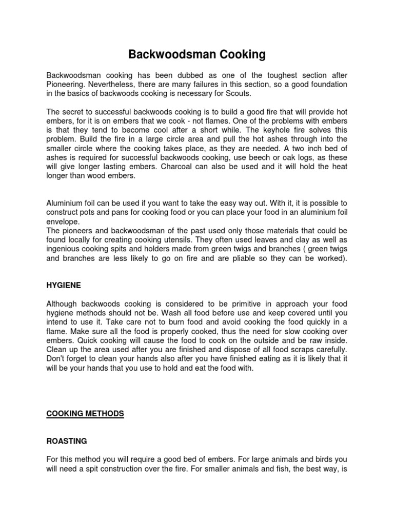 Backwoodsman Cooking | PDF | Outdoor Cooking | Grilling