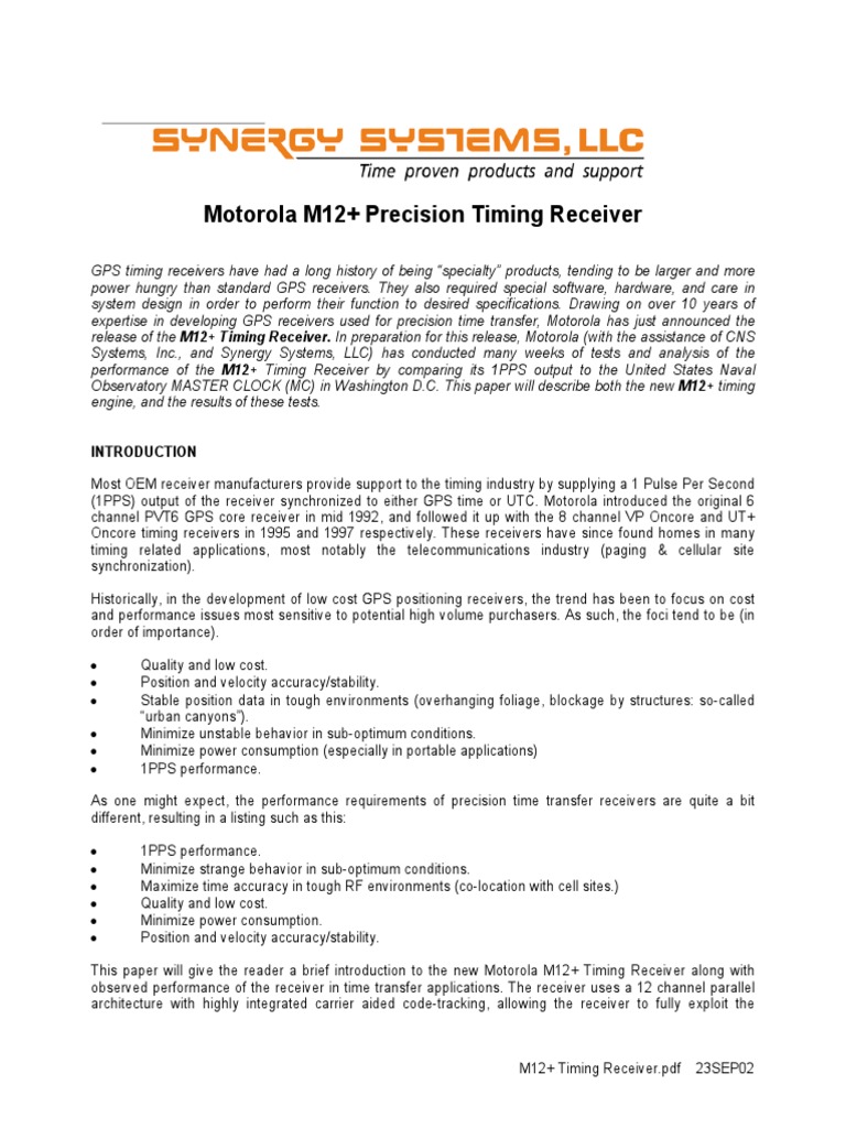 Motorola M12+ Precision Timing Receiver | PDF | Global Positioning ...
