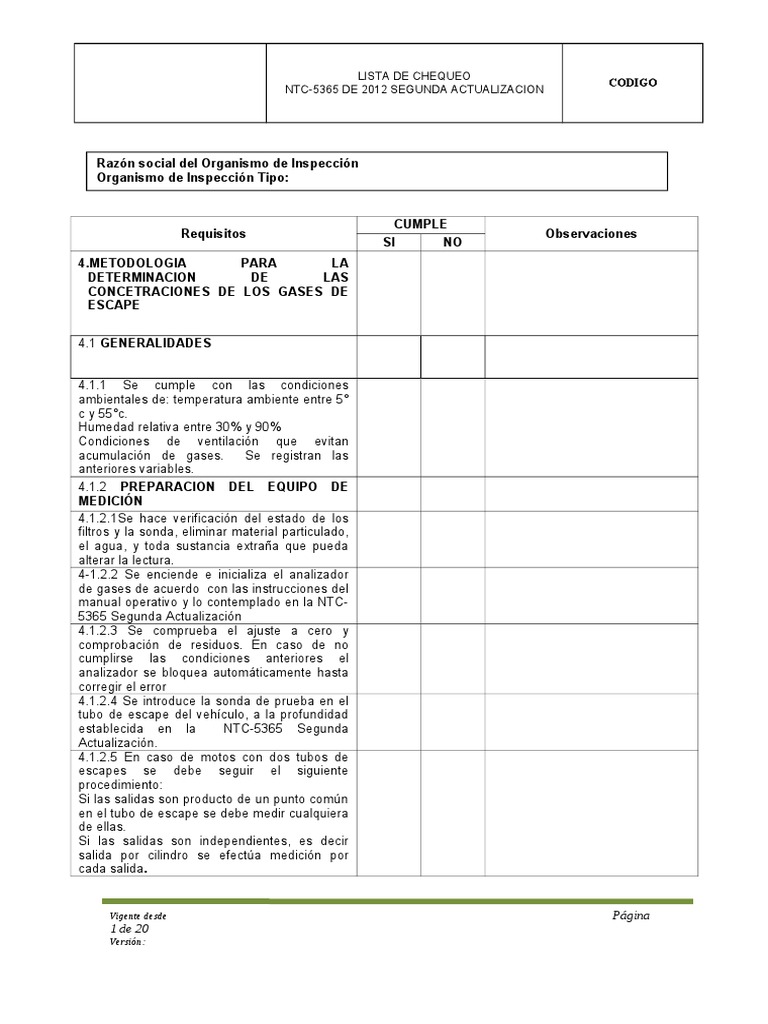 Lista de Chequeo Ntc-5365 Segunda Actualizacion | PDF | Medición | Calibración