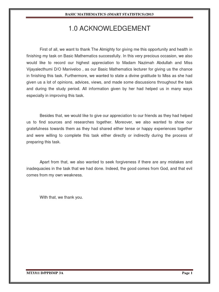 1.0 Acknowledgement: Basic Mathematics (Smart Statistics) /2013 | PDF ...