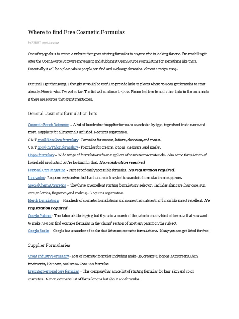 Free Cosmetic Formulas Guide | PDF | Cosmetics | Sunscreen