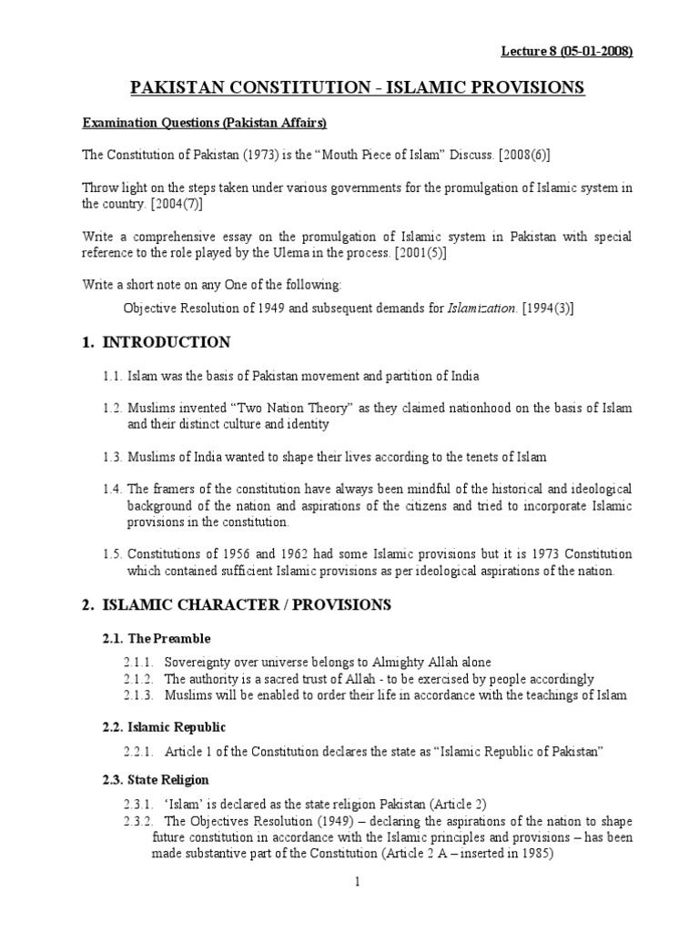 Pakistan's Islamic Constitution | PDF | Social Movements | Religious ...