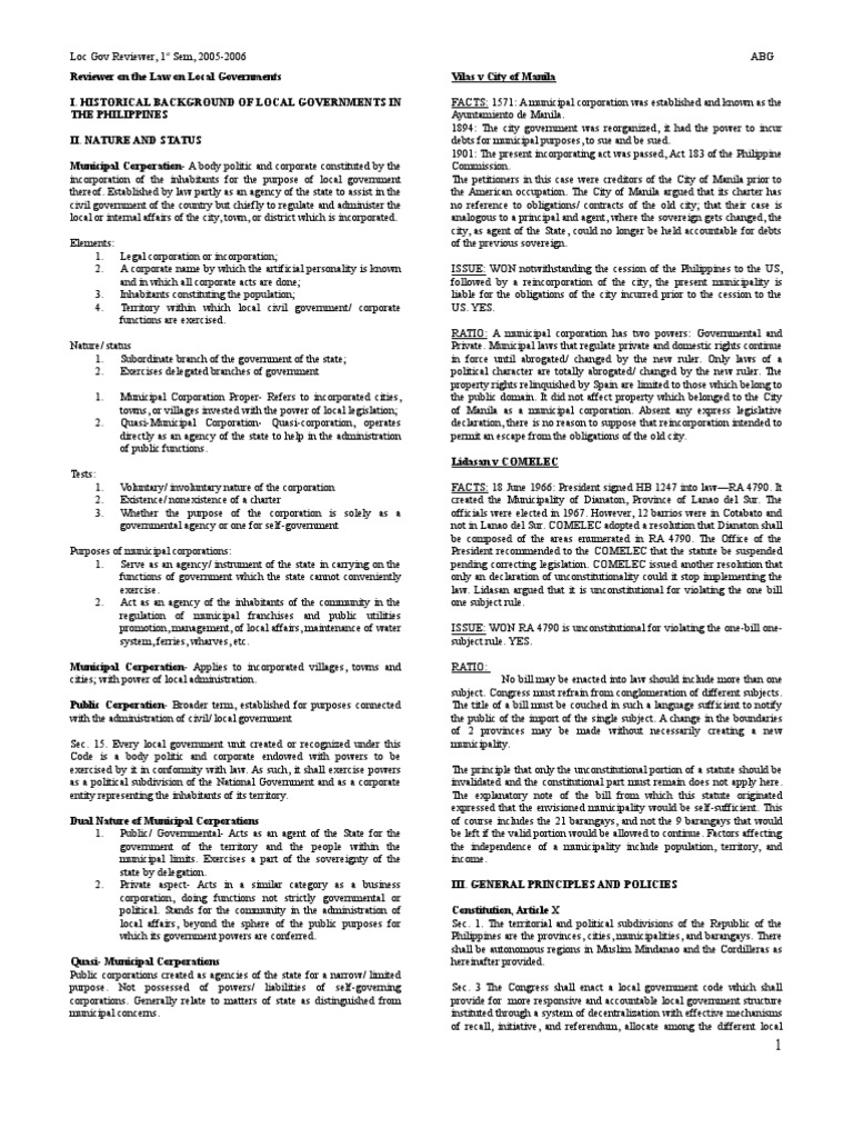 Loc Gov Reviewer | Download Free PDF | Devolution | Local Government