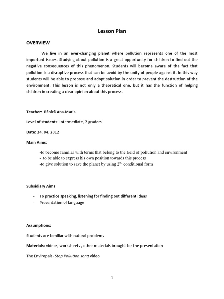Lesson Plan | PDF | Deforestation | Pollution