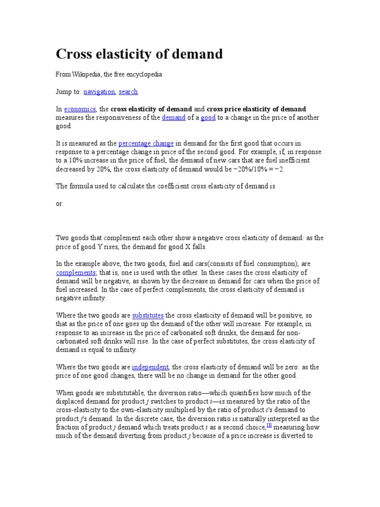 Cross Elasticity of Demand | PDF | Demand | Elasticity (Economics)