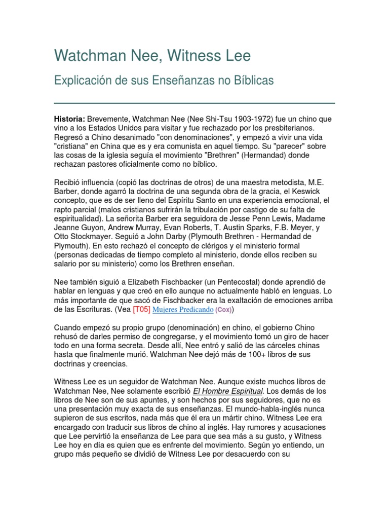 Watchman Nee | PDF | Cristo (título) | Biblia