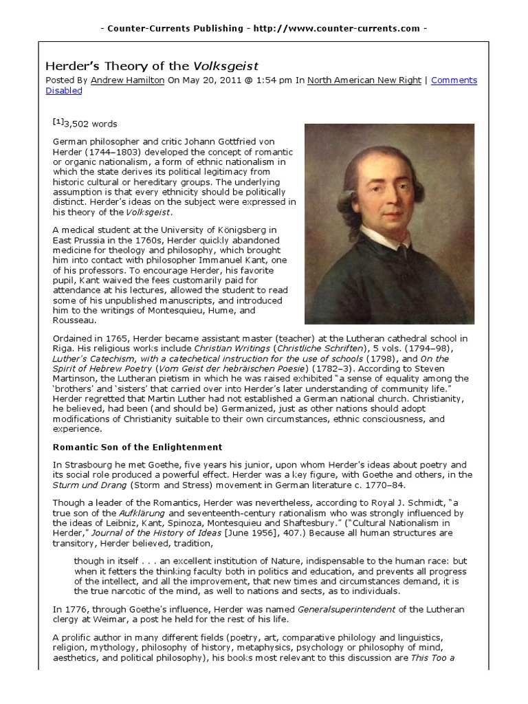 Herder's Theory of The Volksgeist | PDF | Race (Human Categorization) | Racism