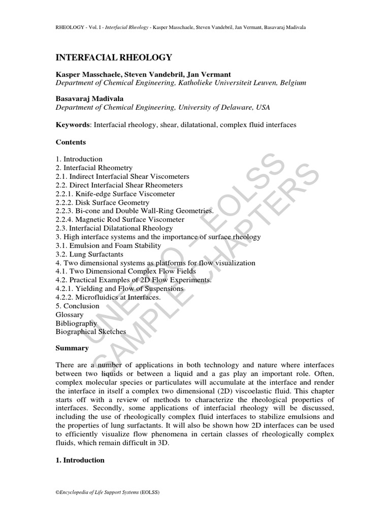 INTERFACIAL RHEOLOGYpdf | PDF | Rheology | Fluid Mechanics