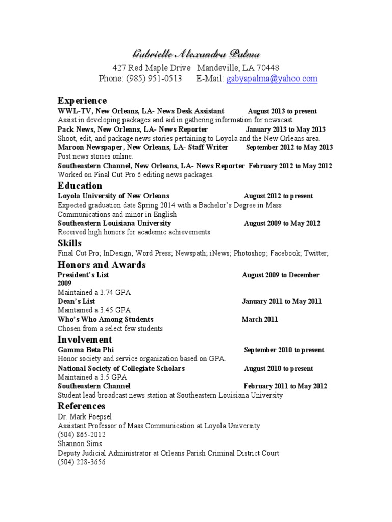 Gabrielle Alexandra Palma Resume-NOW | PDF | Career & Growth