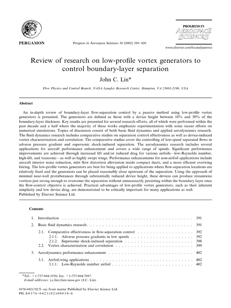 Low-Profile Vortex Generators | PDF | Airfoil | Boundary Layer