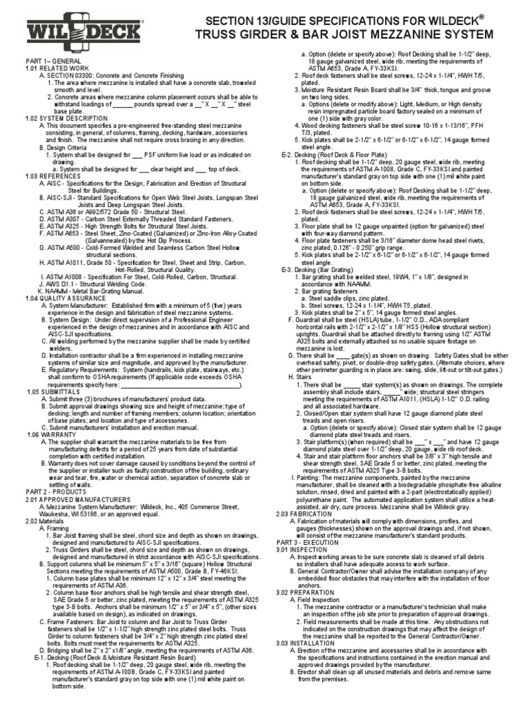 Truss Girder Mezz System | PDF | Structural Steel | Screw