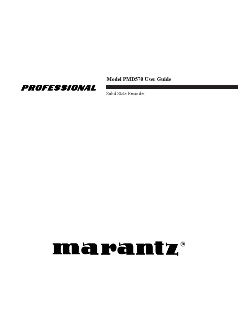 Marantz pmd570 | PDF | Digital Audio | Electrical Connector