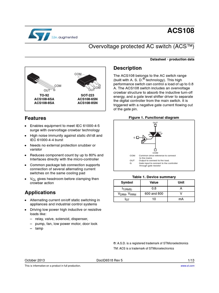 Acs 108 | Download Free PDF | Alternating Current | Switch