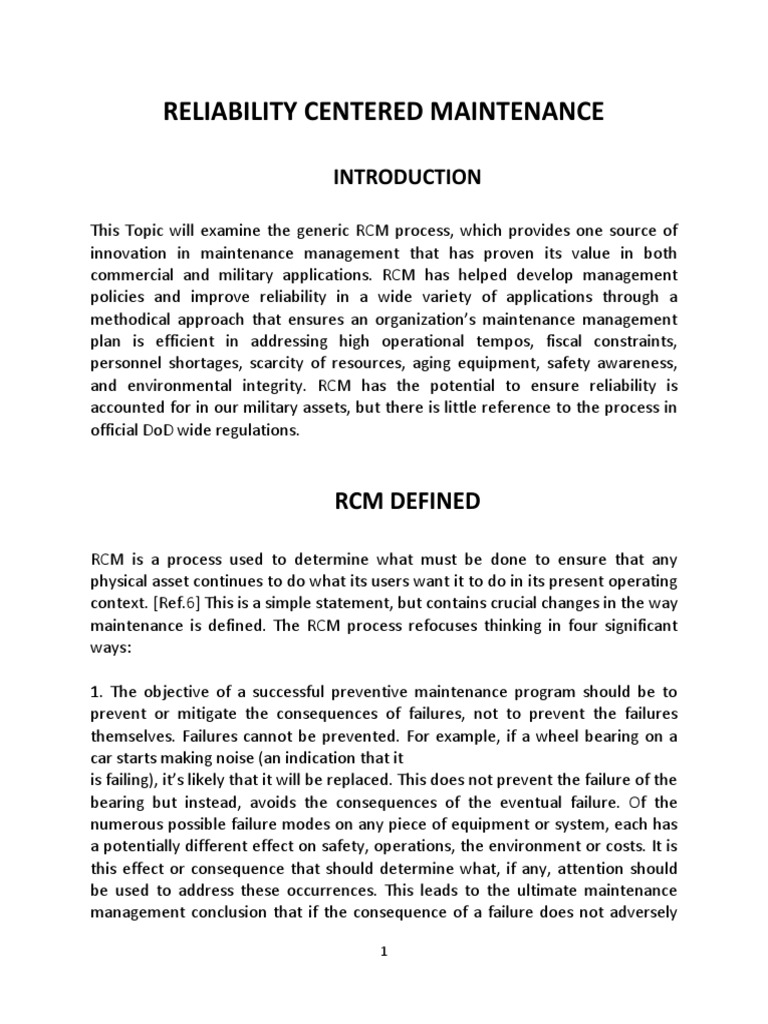 Nowlan and Heap's RCM Overview | PDF | Reliability Engineering ...