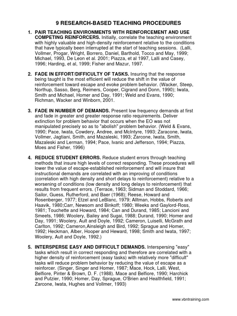 9 Researc-Based Teaching Procedures | PDF | Reinforcement | Scientific ...
