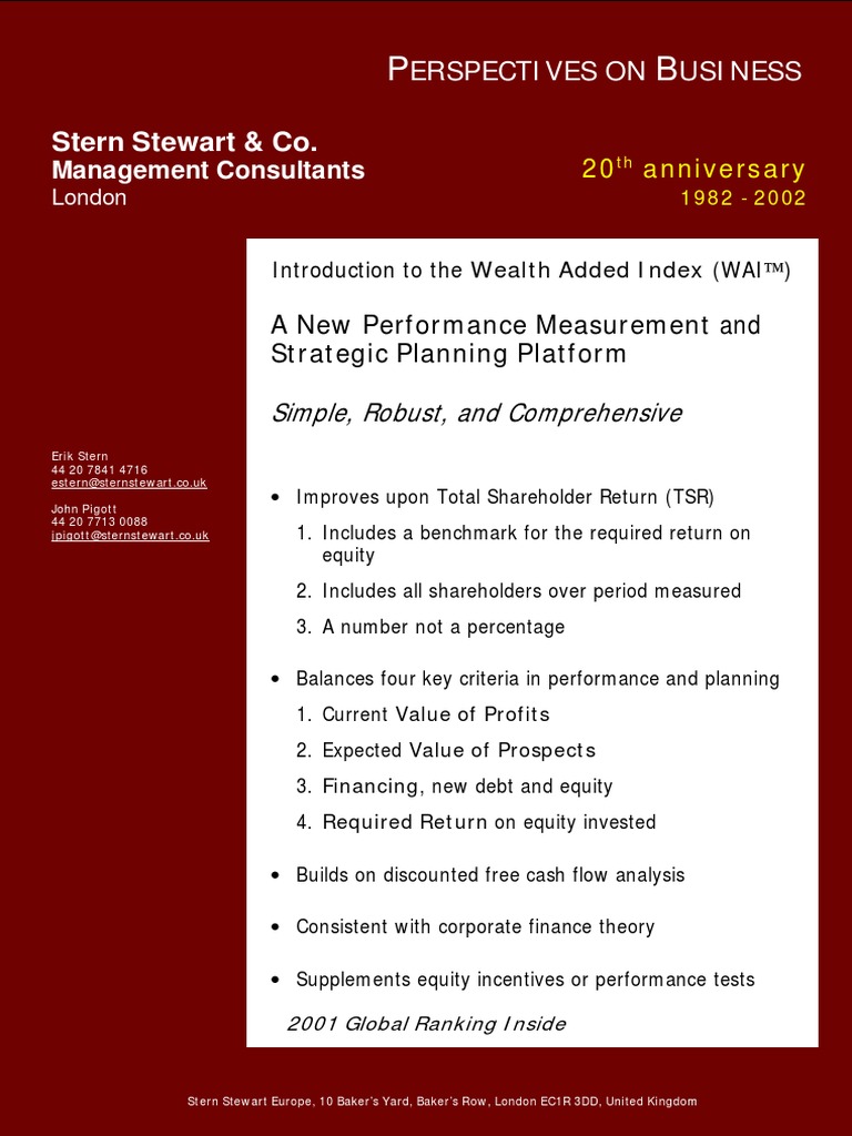 Introduction To The Wealth Added Index A New Performance Measurement ...